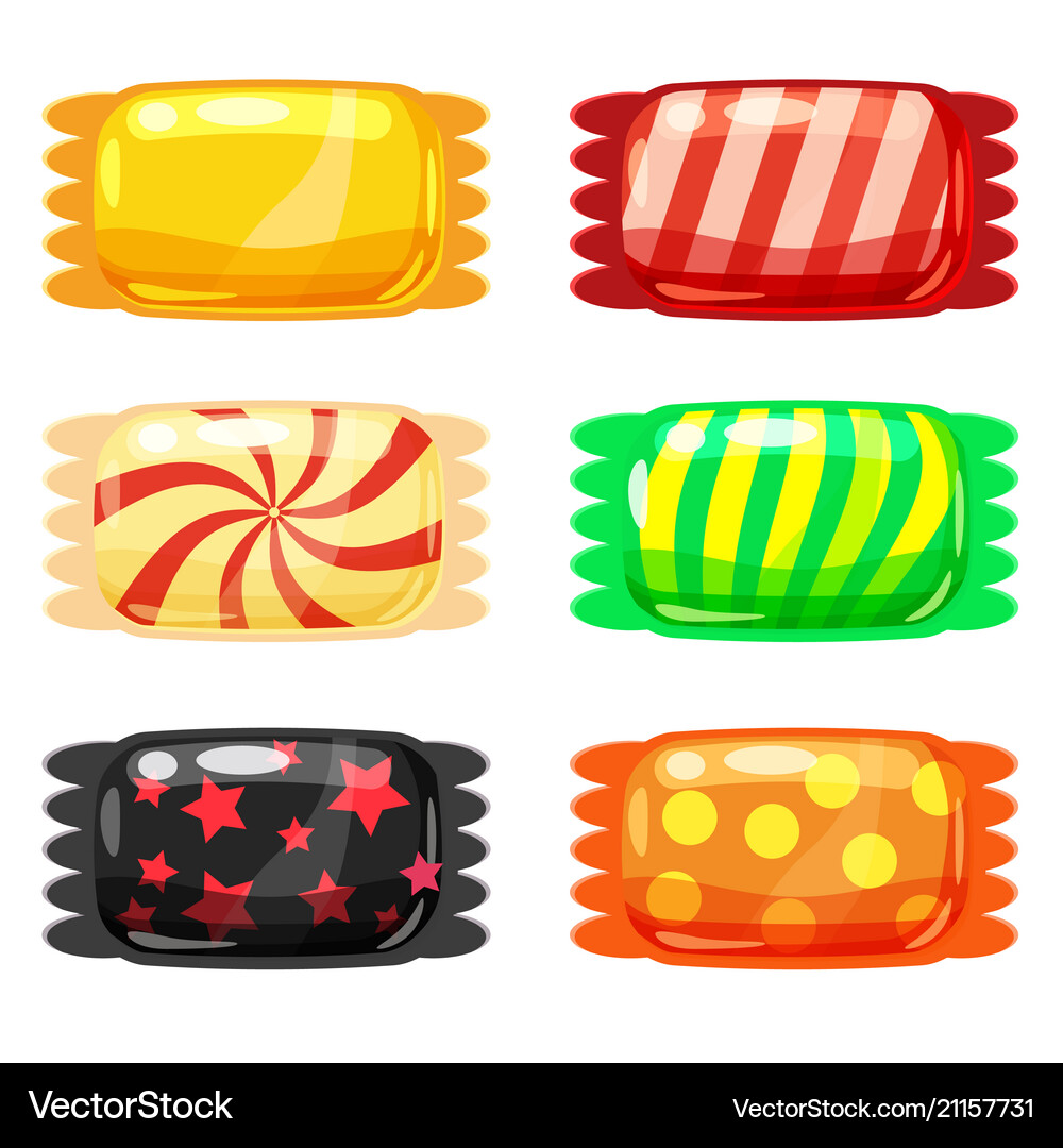 Set of sweets color candy on white background Vector Image