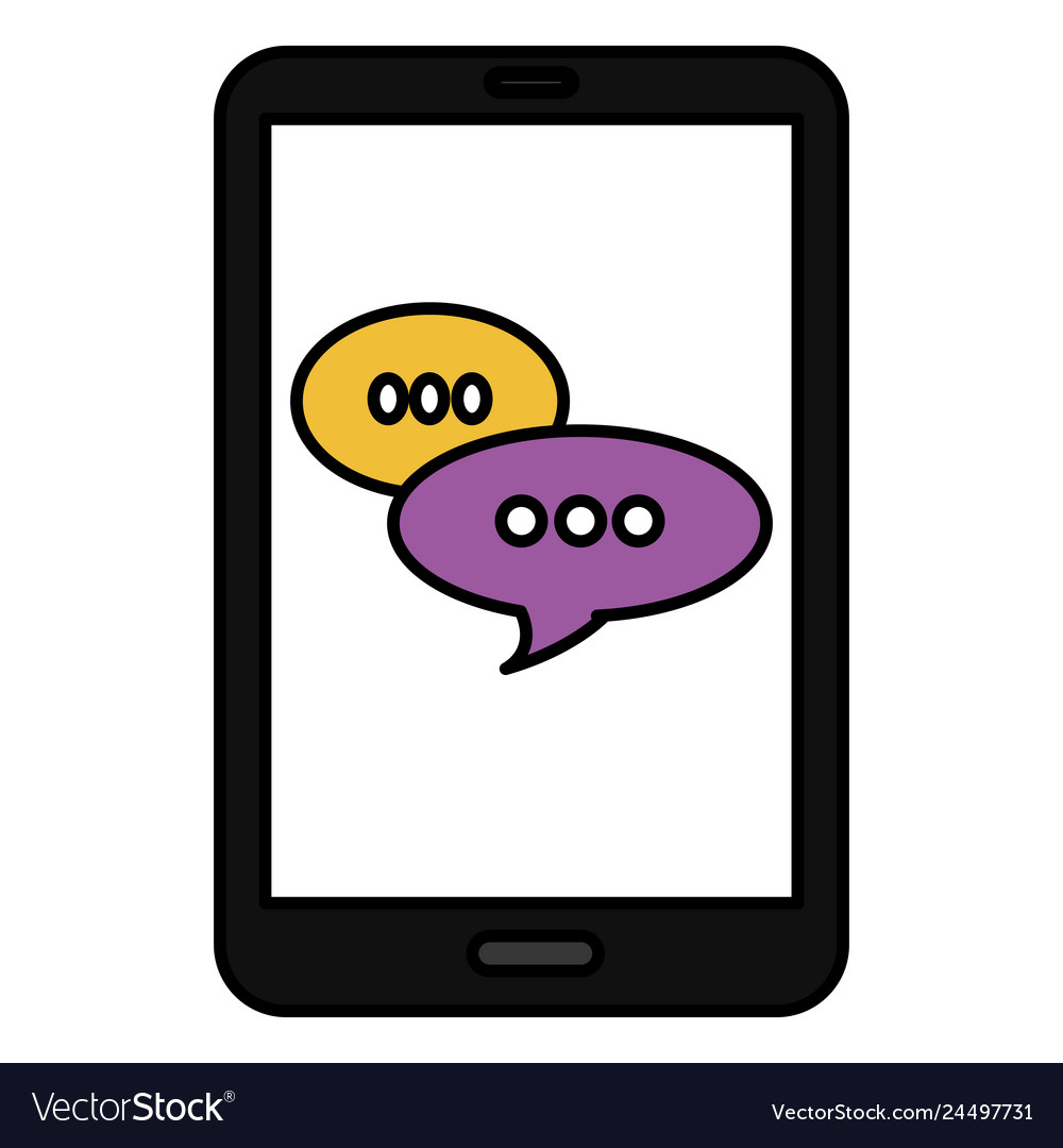 Smartphone device with speech bubbles Royalty Free Vector