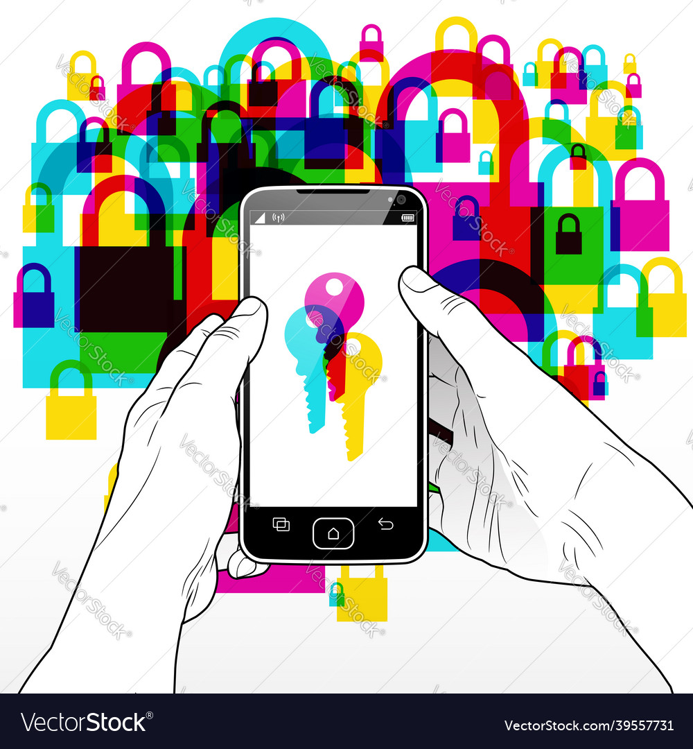 Smartphone - key data access Royalty Free Vector Image