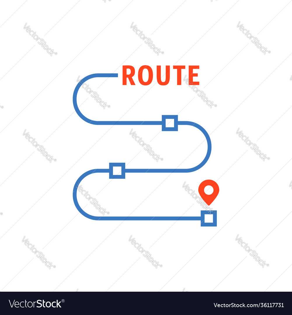 Thin Line Route With Waypoints Royalty Free Vector Image