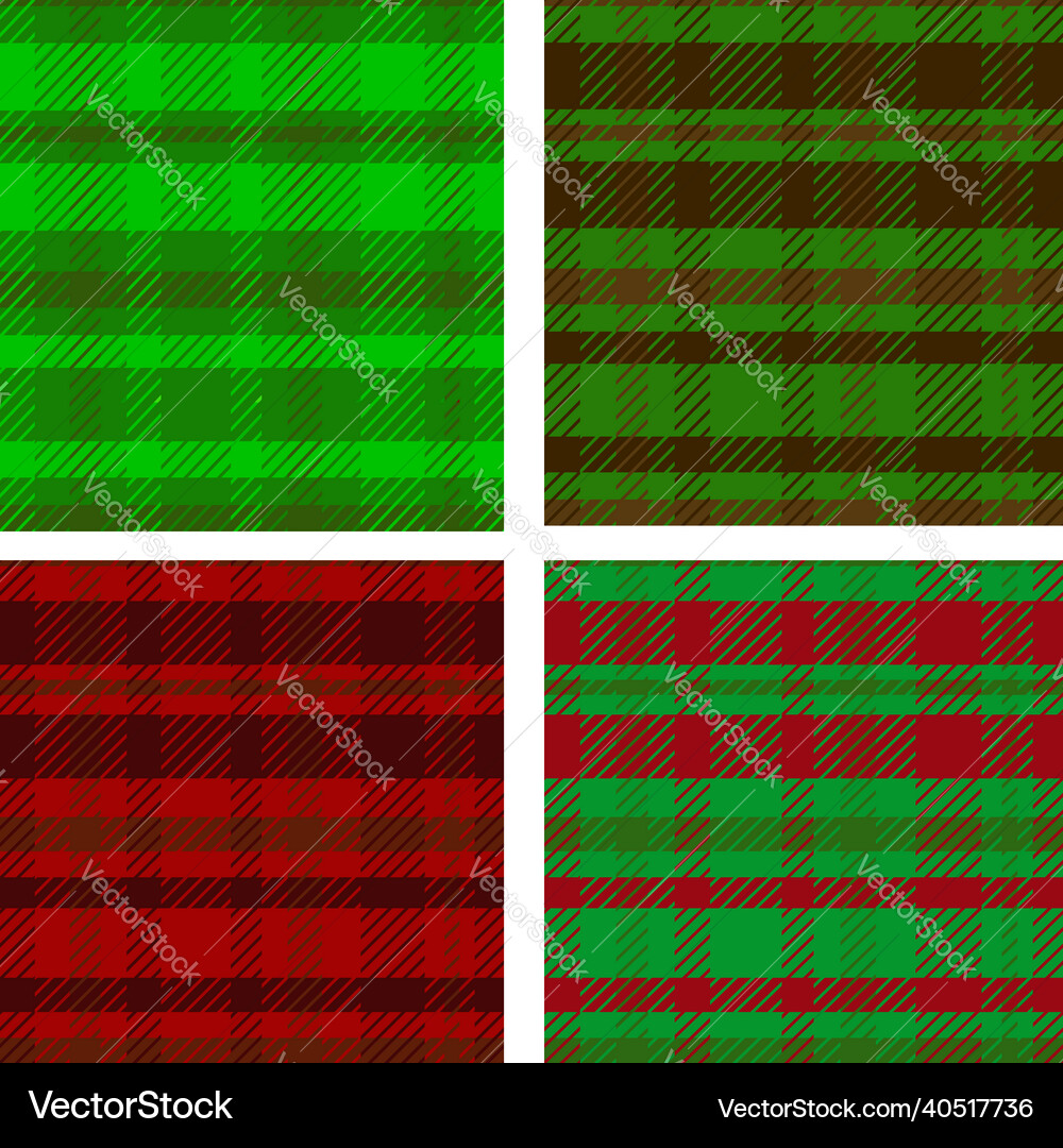 Collection of 4 christmas plaid seamless pattern Vector Image