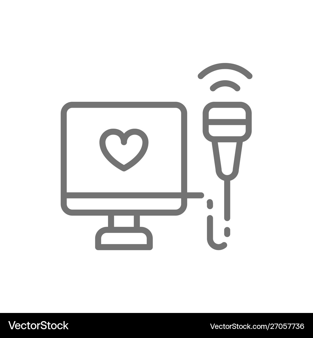 Echocardiogram heart ultrasound line icon Vector Image