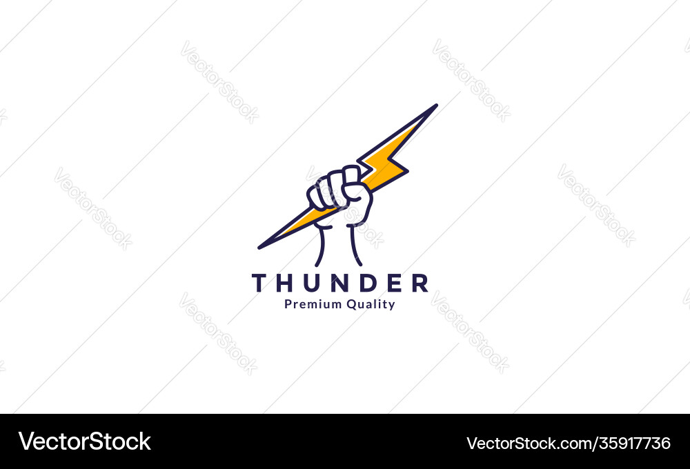 Hand line holding thunderbolt logo symbol icon Vector Image