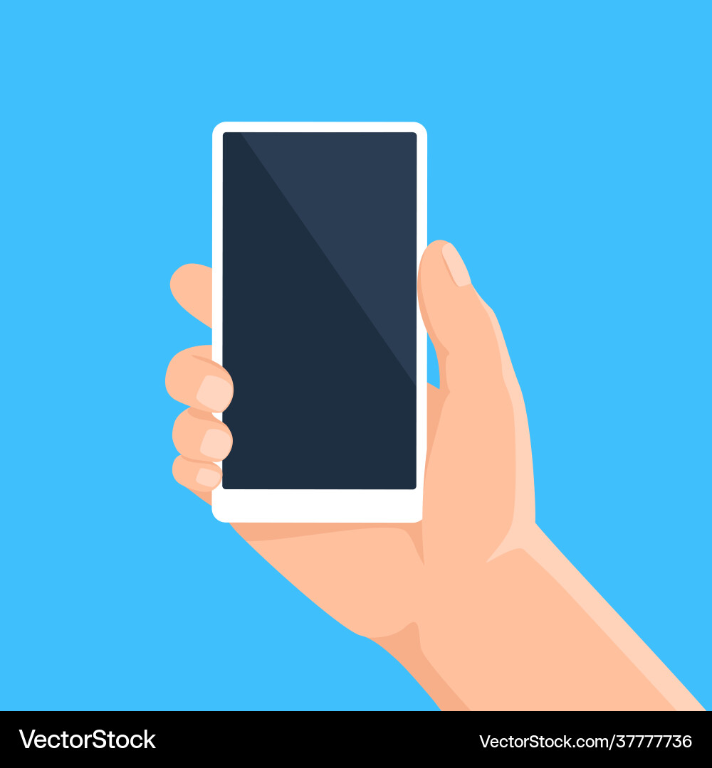 Hand with phone man holding smartphone with blank Vector Image