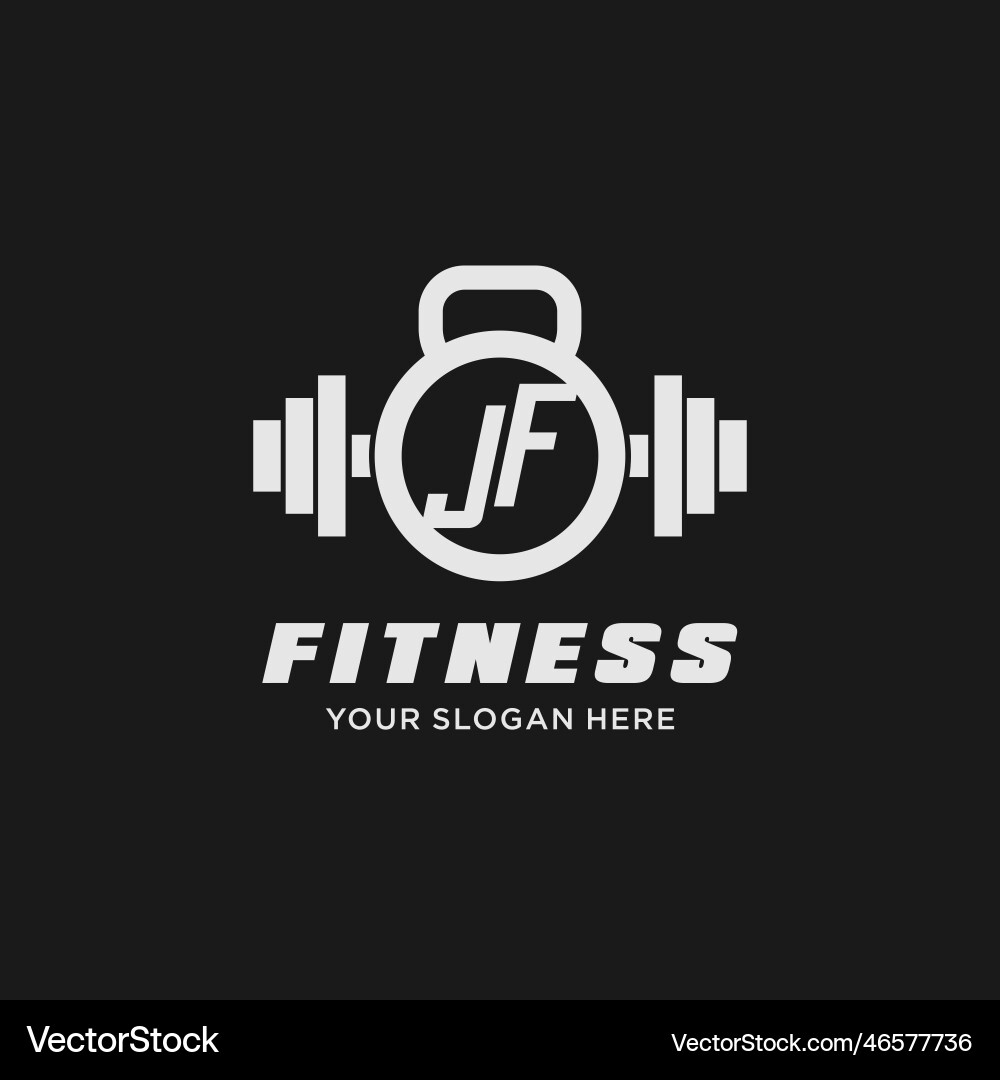 Initial jf fitness logo with creative kettlebell Vector Image