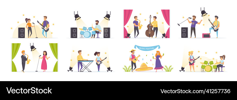 Musicians set with people characters in various Vector Image