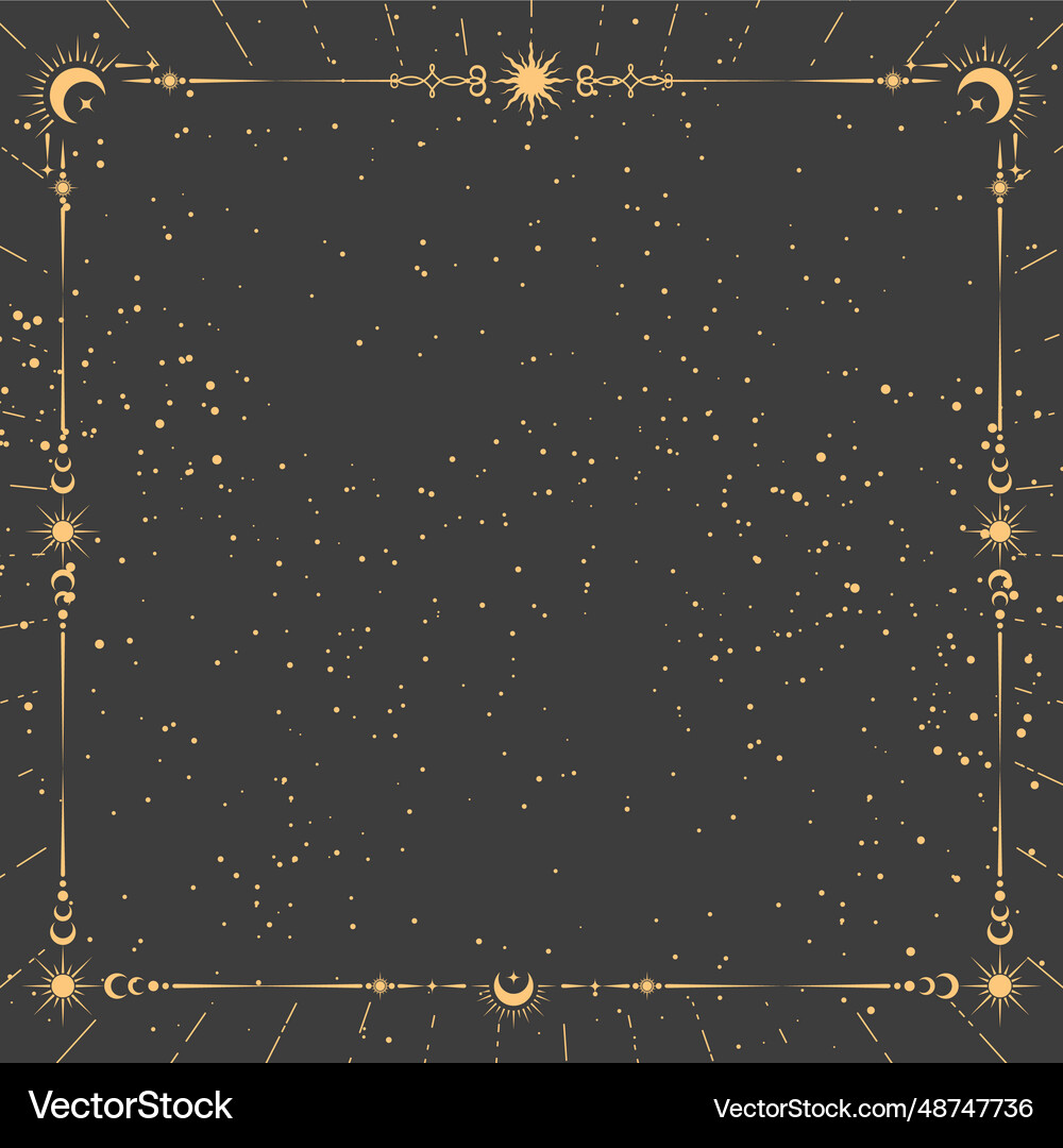 Mystic celestial golden frame with stars Vector Image