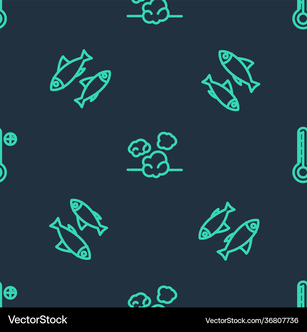 Set line dust fish and medical digital Royalty Free Vector