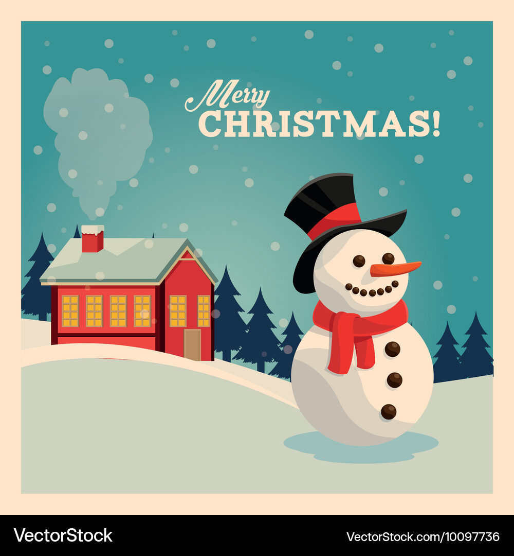 Snowman cartoon merry christmas design Royalty Free Vector