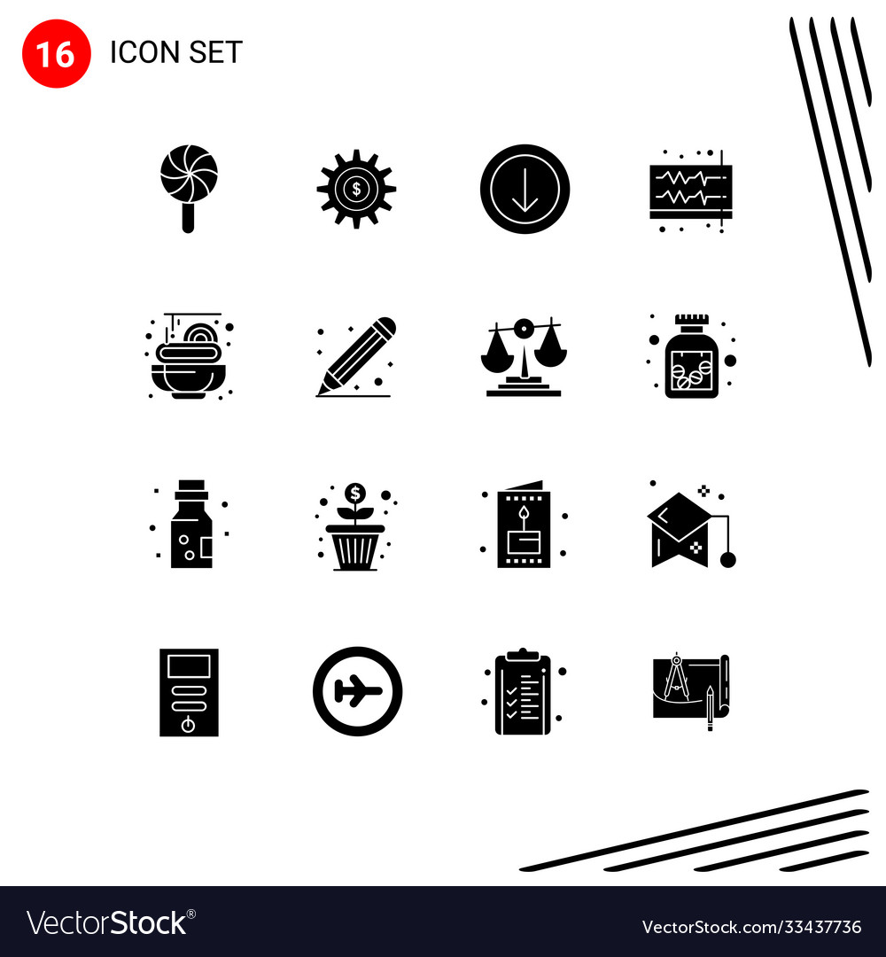 Stock icon pack 16 line signs and symbols Vector Image