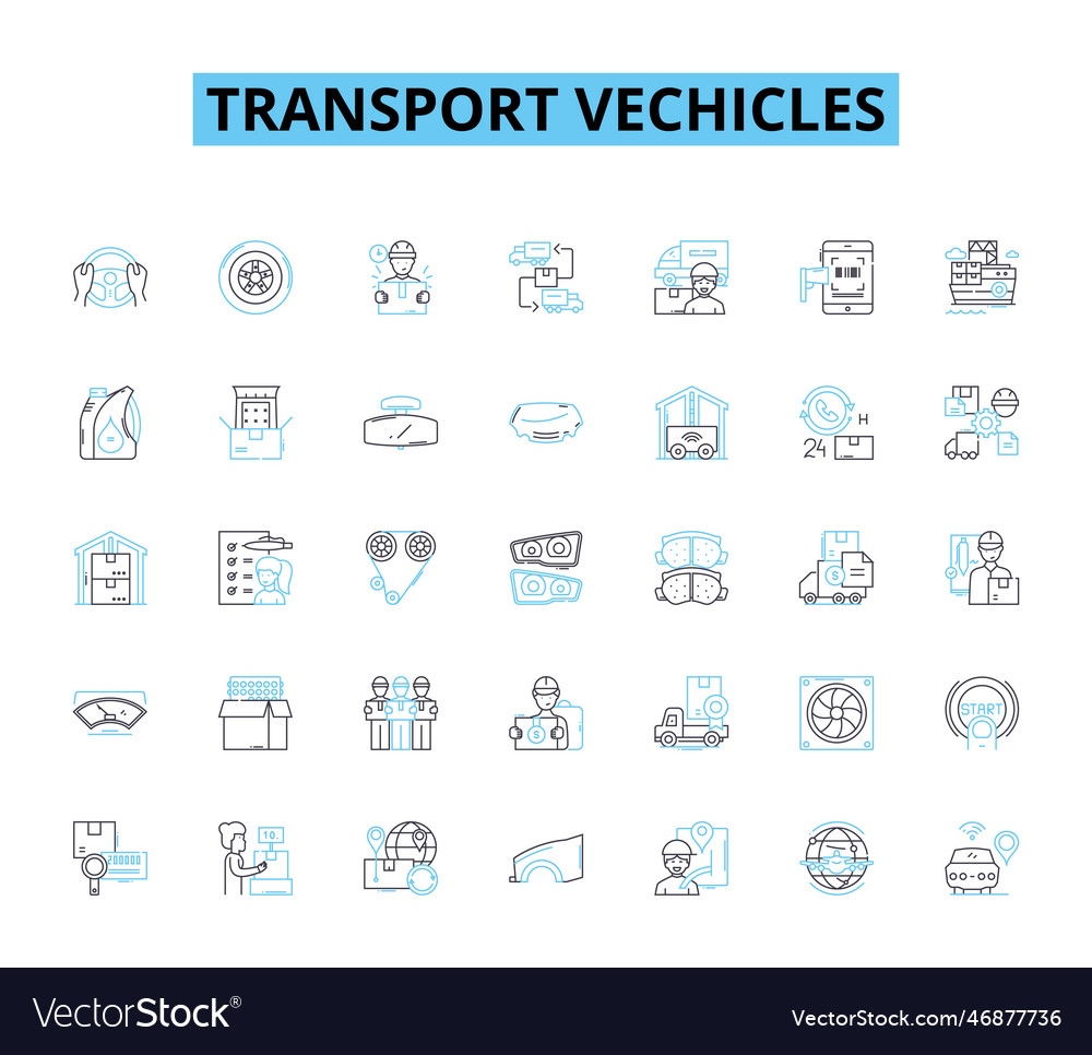 Transport vechicles linear icons set automobiles Vector Image