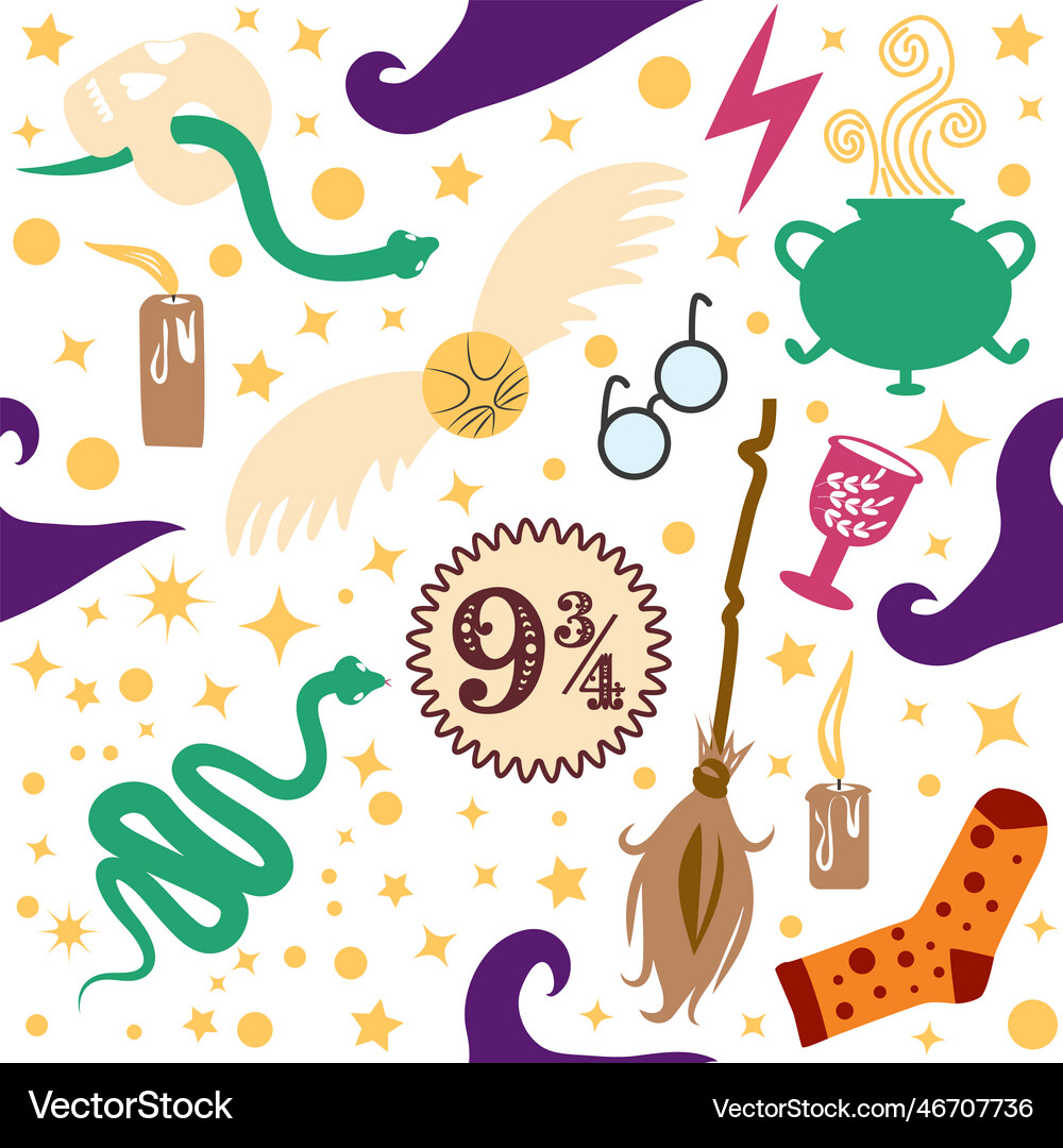 Witches school of magical objects seamless Vector Image
