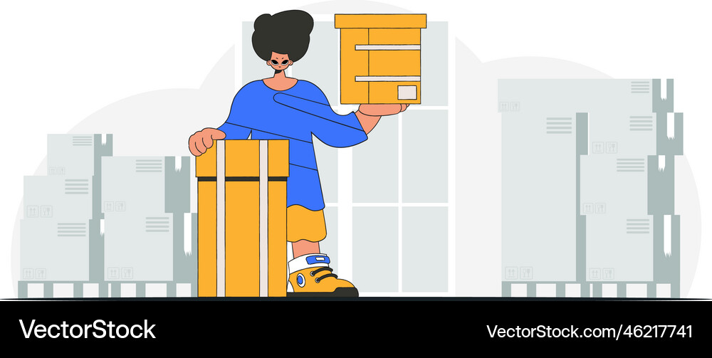A handsome man holds boxes in his hands an art Vector Image