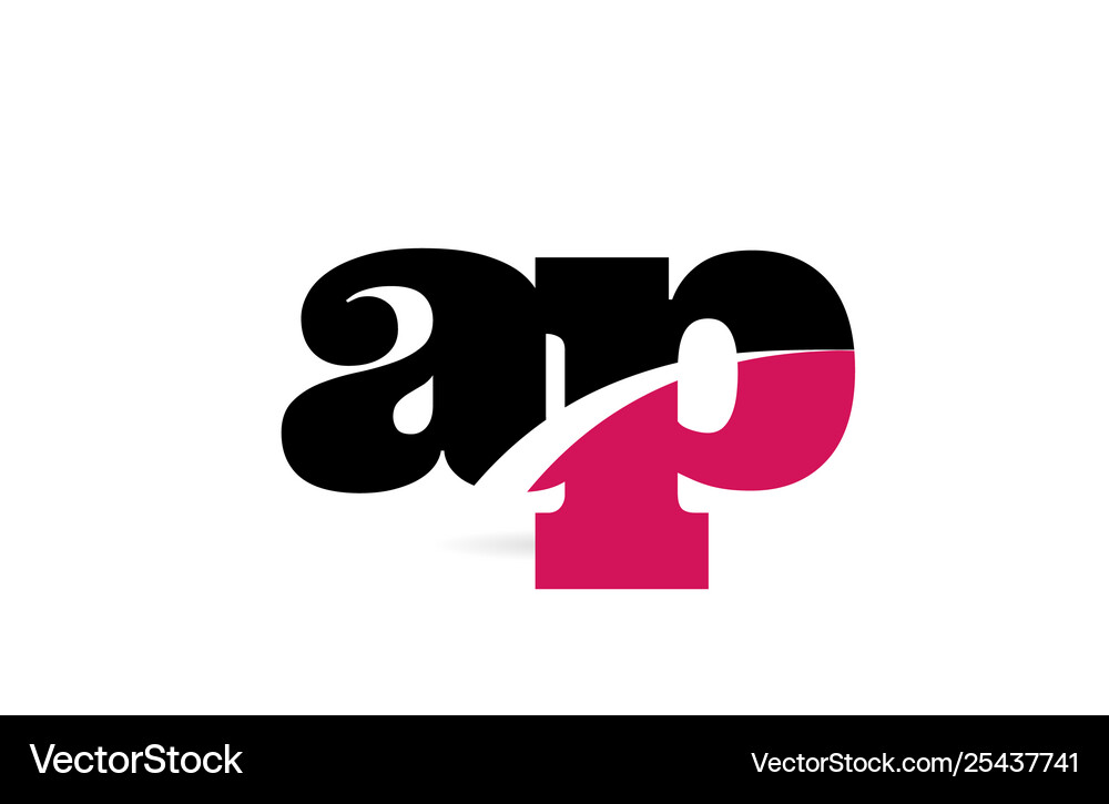 Ap a p pink and black alphabet letter combination Vector Image
