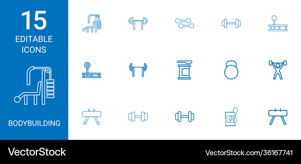 Bodybuilding icons Royalty Free Vector Image - VectorStock