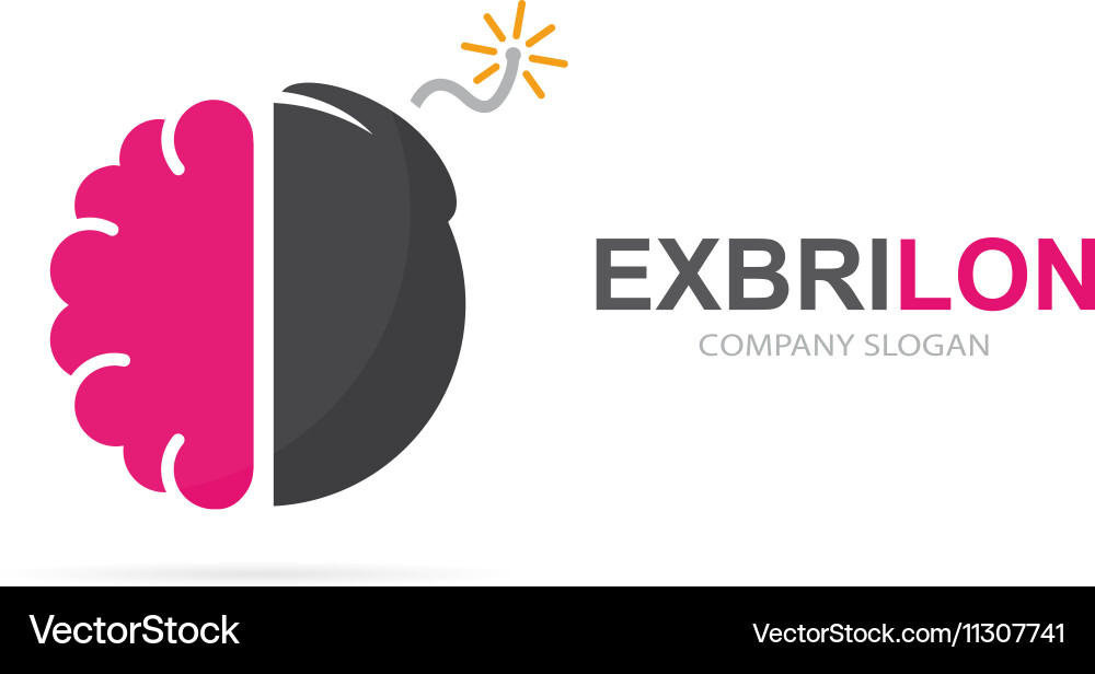 Brain and bomb logo combination Royalty Free Vector Image