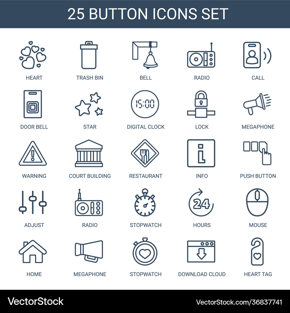 Button icons Royalty Free Vector Image - VectorStock