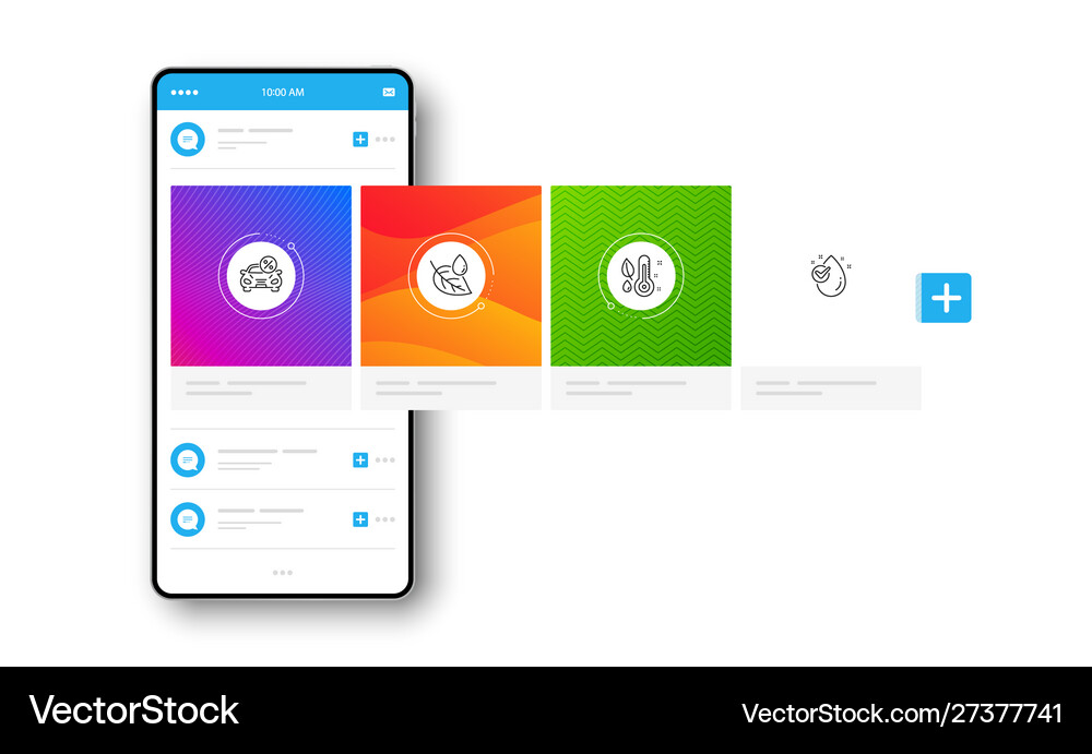 Car leasing thermometer and leaf dew icons set Vector Image