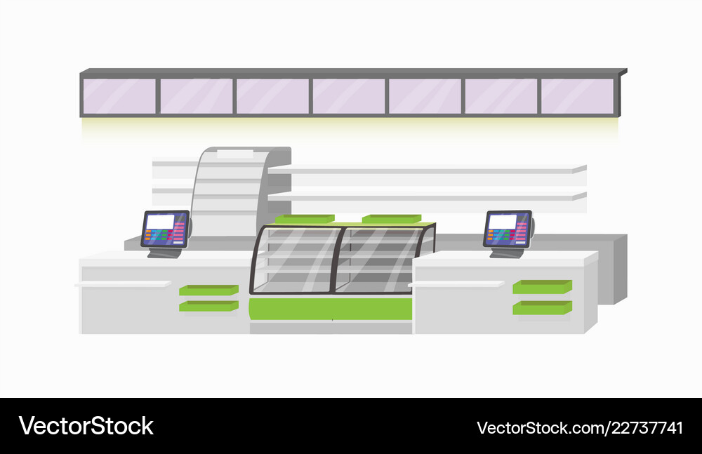 Checkout zone with furniture Royalty Free Vector Image