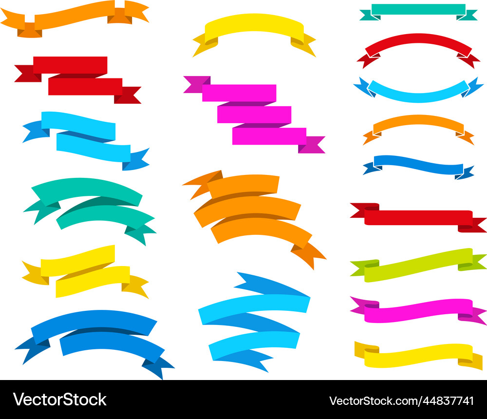 Folden ribbon banner set origami paper scrolls Vector Image