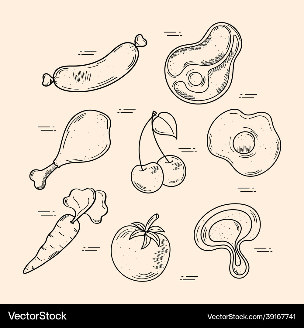 Food and eat icon collection Royalty Free Vector Image