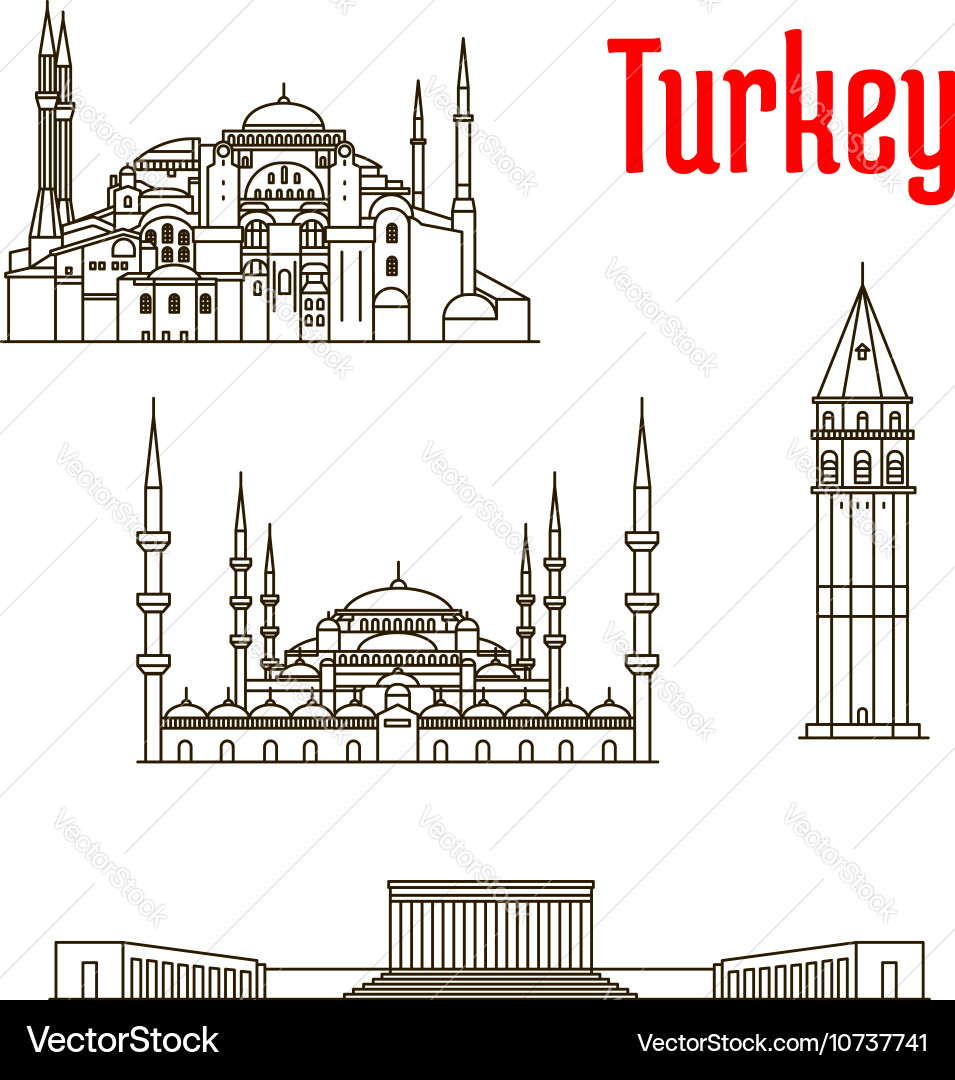 Historic landmarks and sightseeings turkey Vector Image
