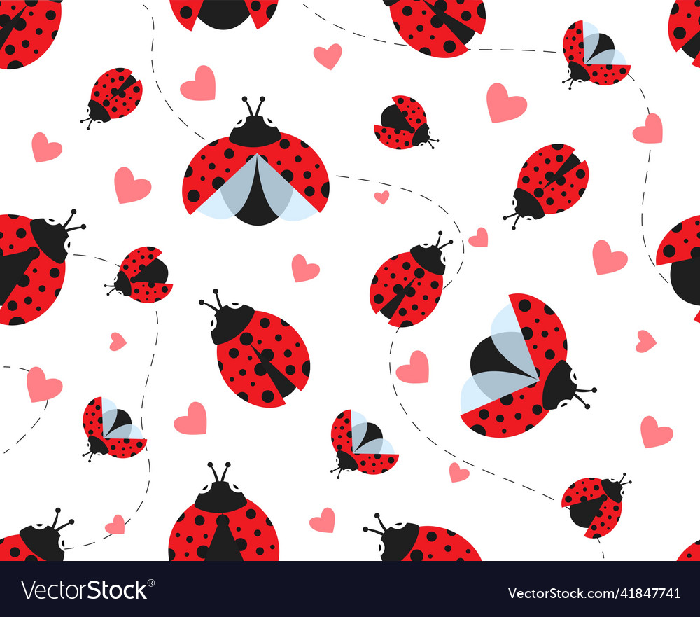 Ladybugs seamless pattern Royalty Free Vector Image