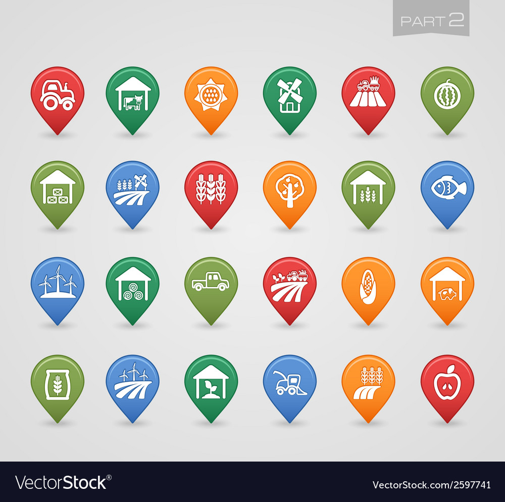 Mapping pins icons farm part 2 Royalty Free Vector Image Mapping pins icons farm part 2 Royalty Free Vector Image