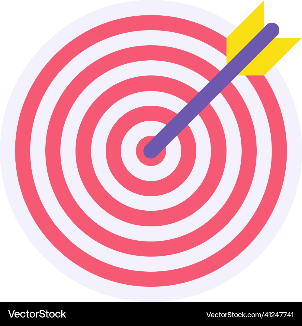 Red striped circle aim target arrow in bullseye Vector Image