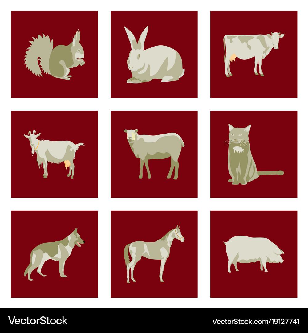 Set of in flat style animals Royalty Free Vector Image