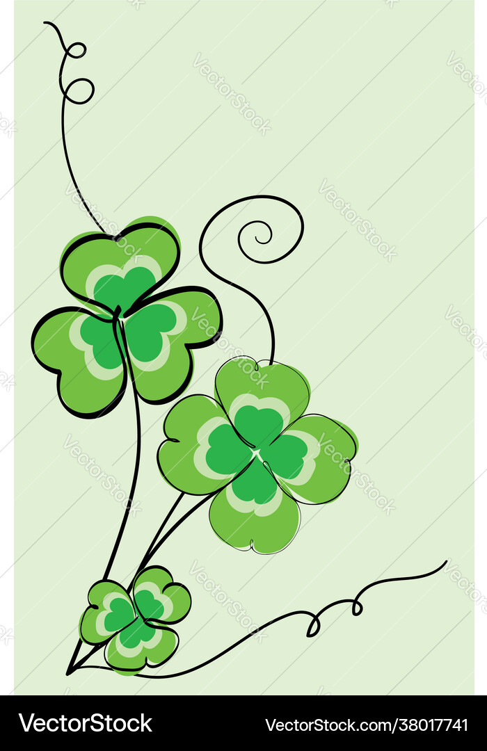 Shamrock leaves line art card Royalty Free Vector Image