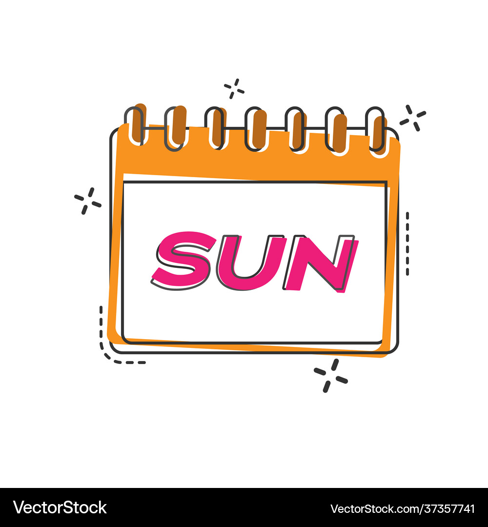 Sunday a flip calendar sheet with name Royalty Free Vector