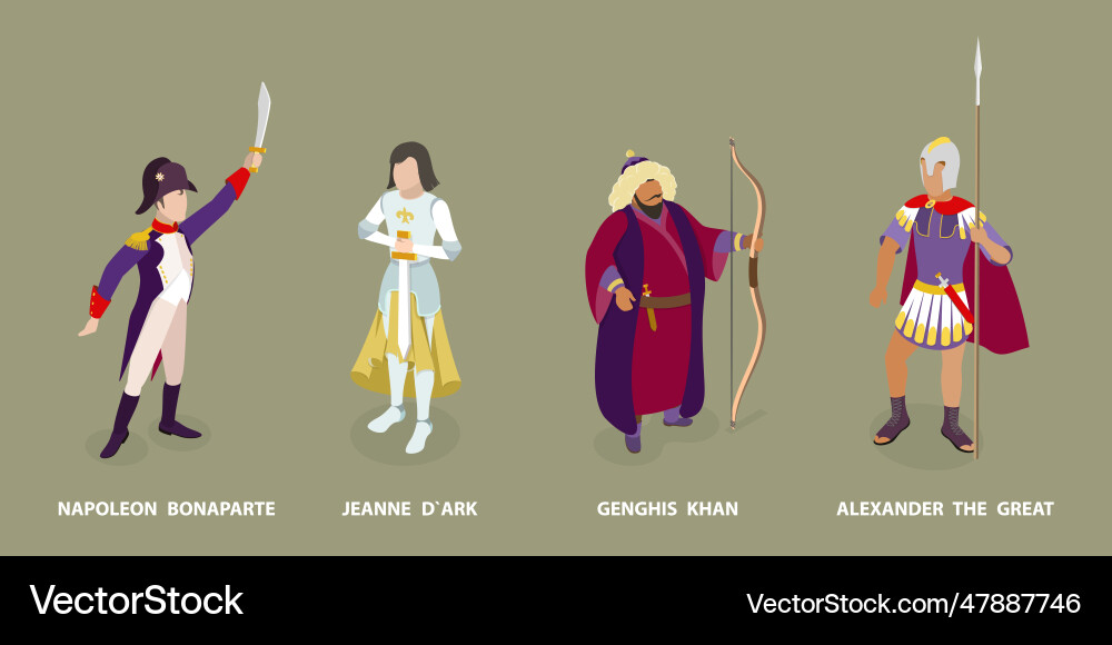3d isometric flat set of historical people Vector Image