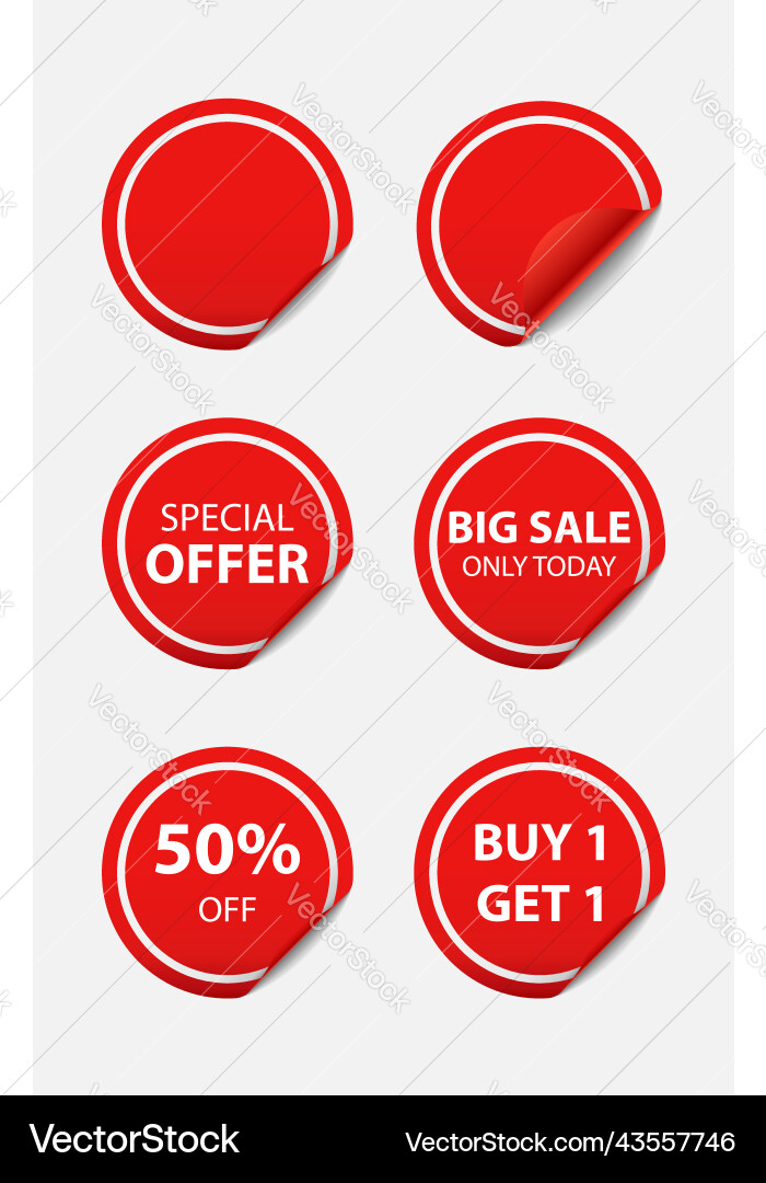 3d red sticker tag sale isolated on white Vector Image