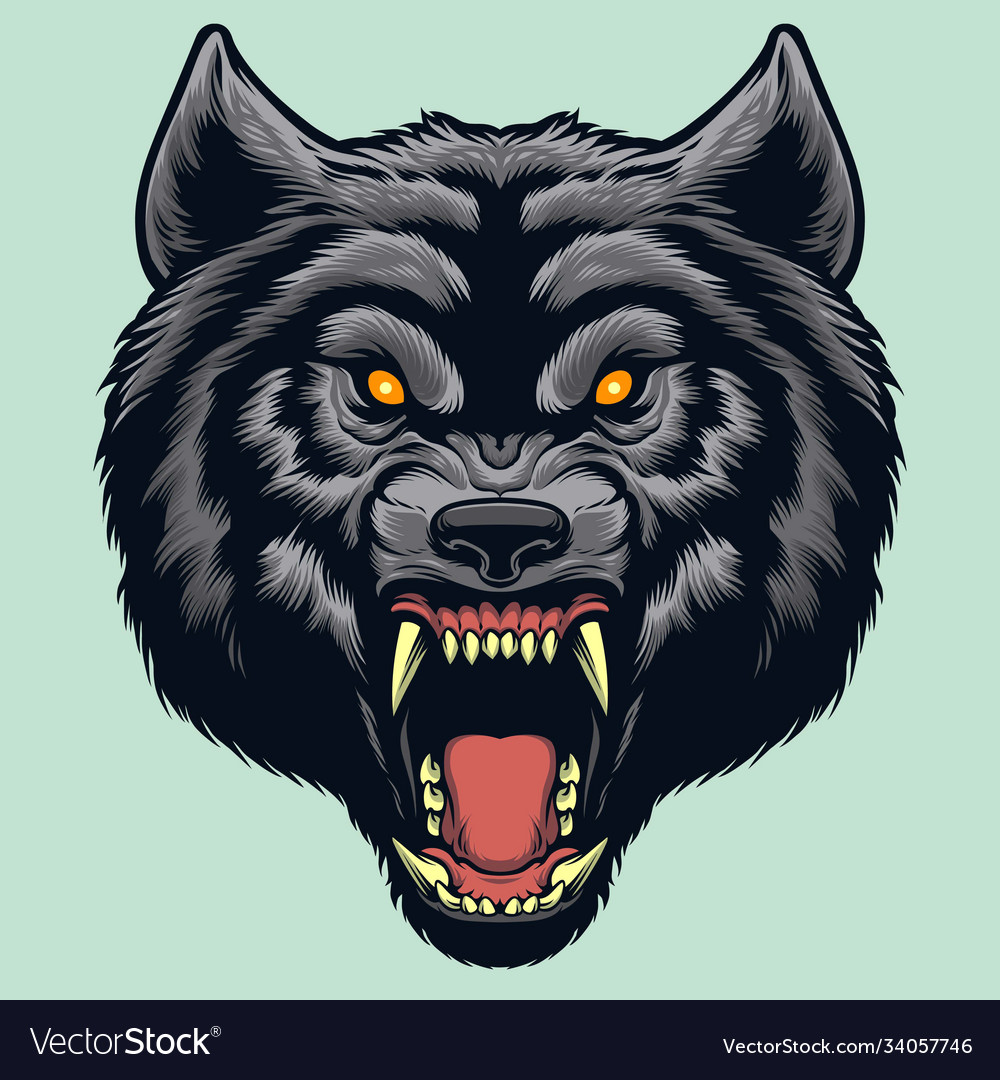 Angry wolf face Royalty Free Vector Image - VectorStock