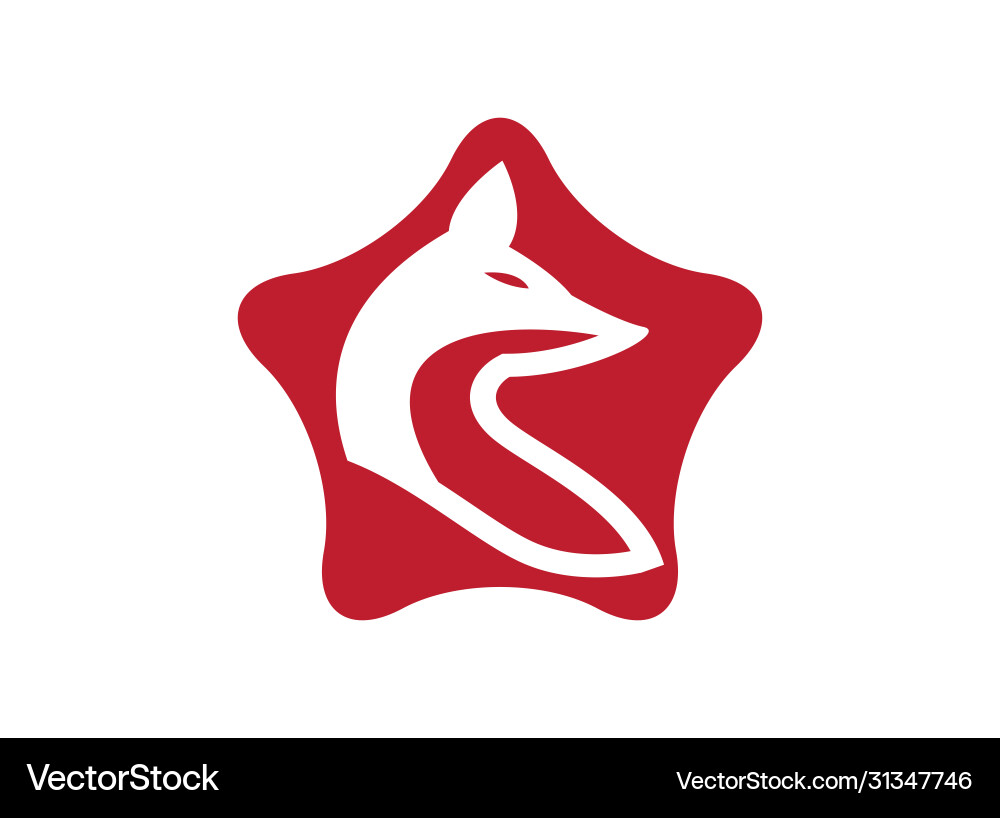 Fox head in a star for face looking to side Vector Image
