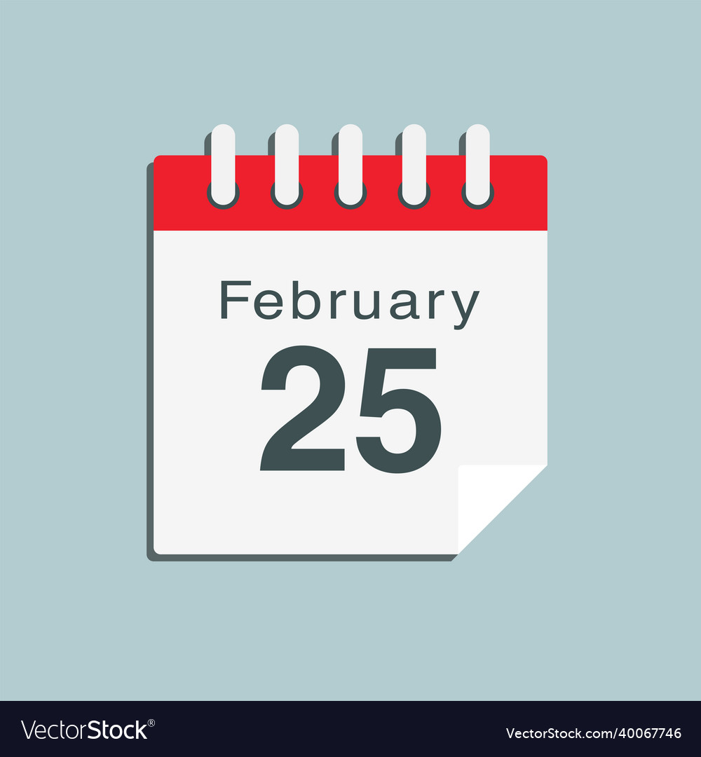 Icon day date 25 february template calendar page Vector Image
