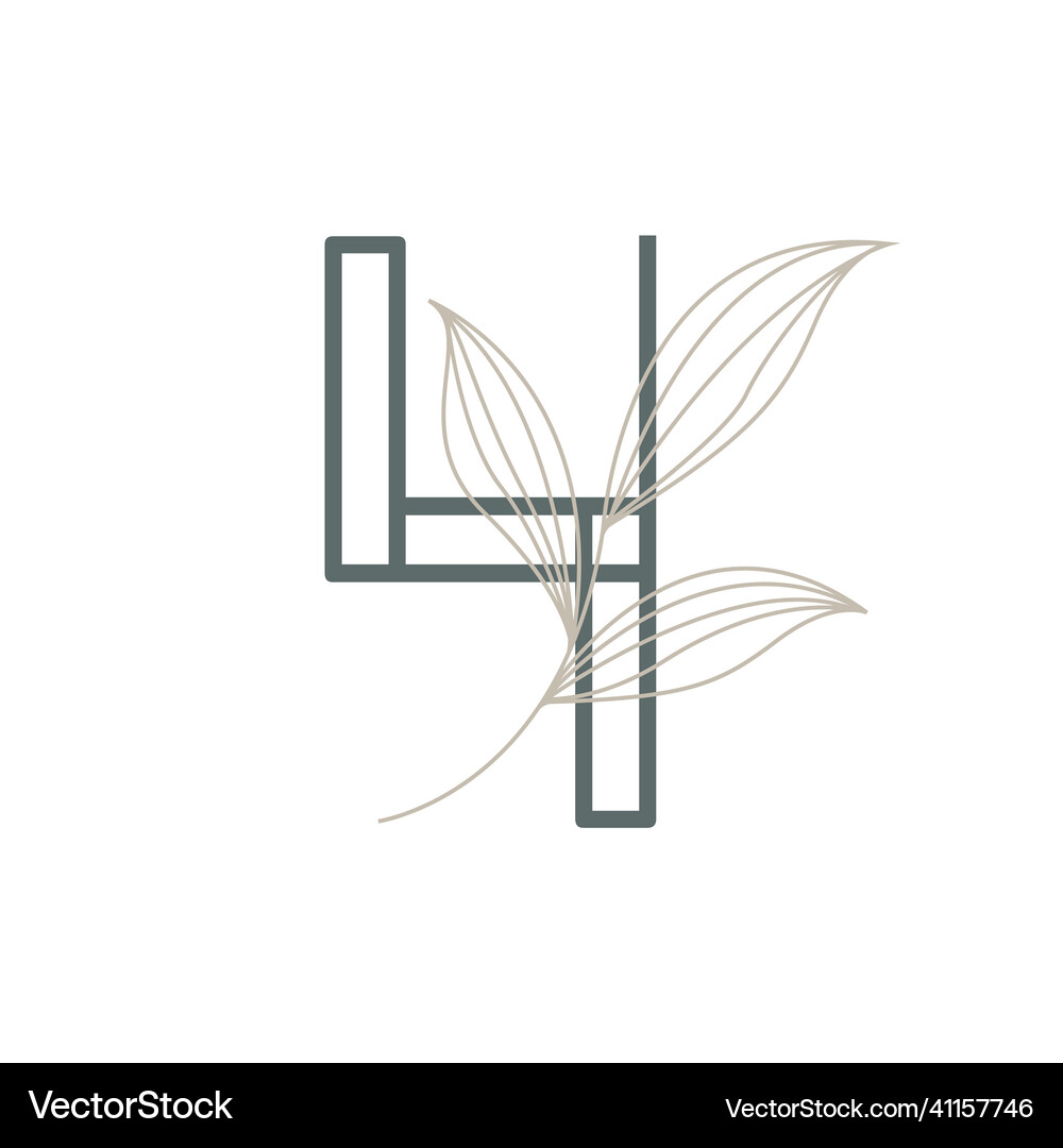 Number 4 floral and botanical logo nature leaf Vector Image