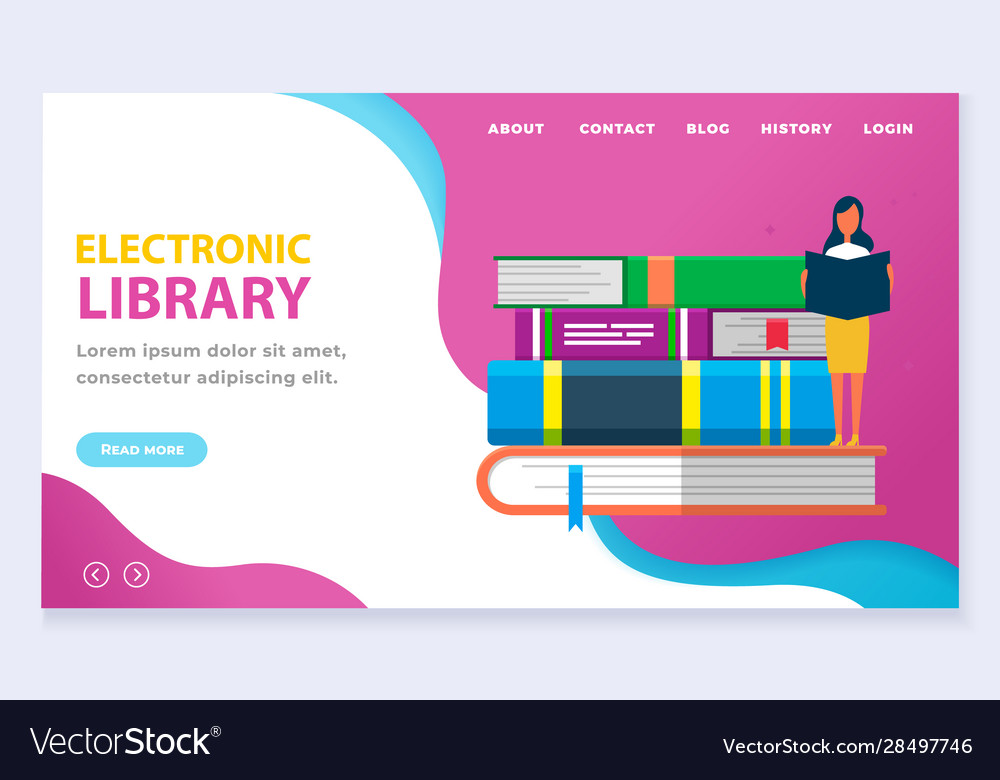 Online library web landing page reading books Vector Image