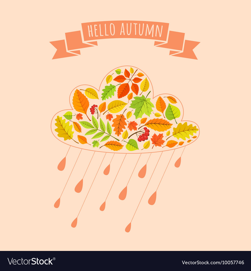 Rain cloud from fall leaves Royalty Free Vector Image