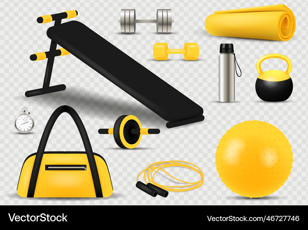 Realistic fitness set Royalty Free Vector Image