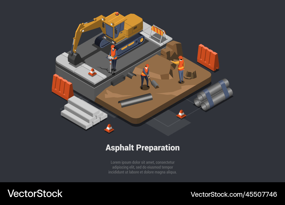 Road works construction industry and asphalt Vector Image