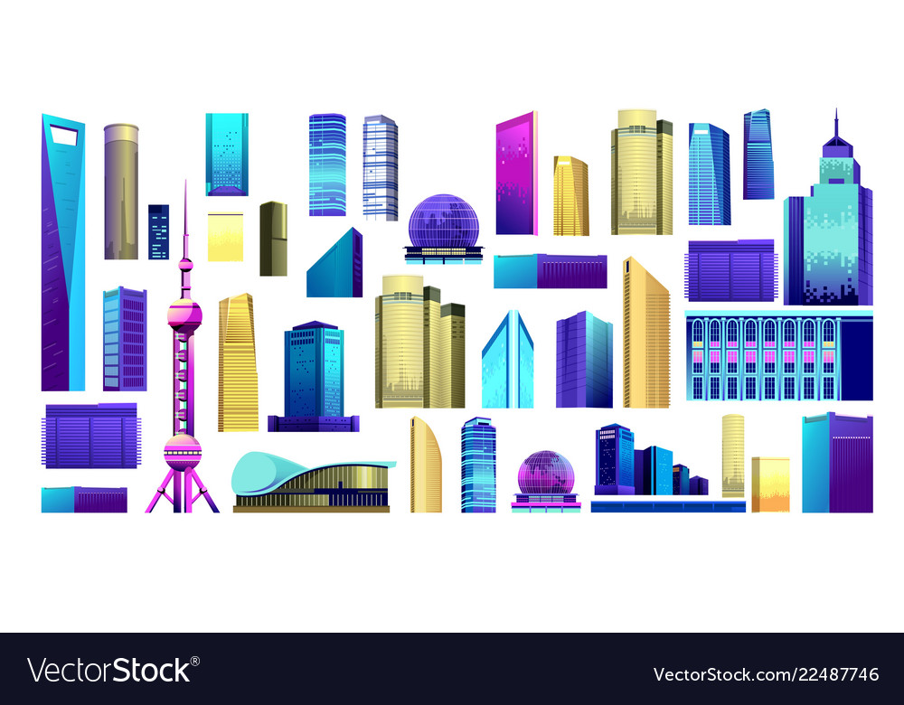 Skyscraper building set Royalty Free Vector Image