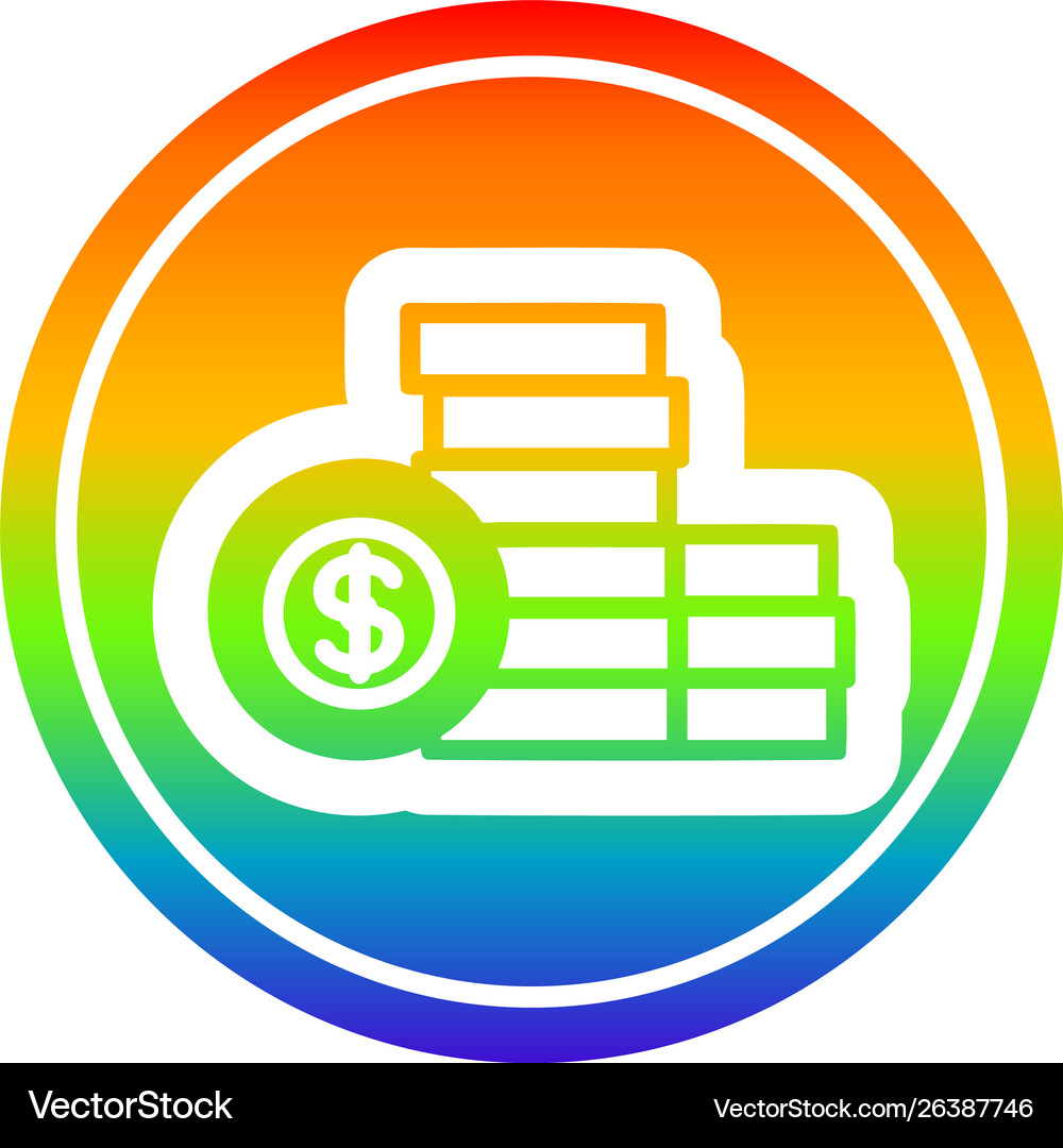 Stacked money circular in rainbow spectrum Vector Image