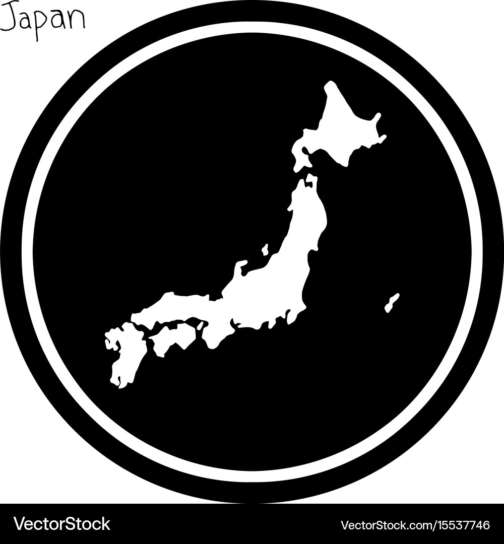 White map of japan on black circle Royalty Free Vector Image