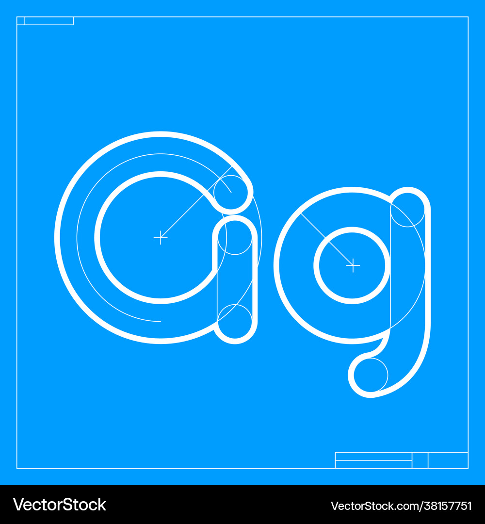 Blueprint sketch letter g logo with construction Vector Image