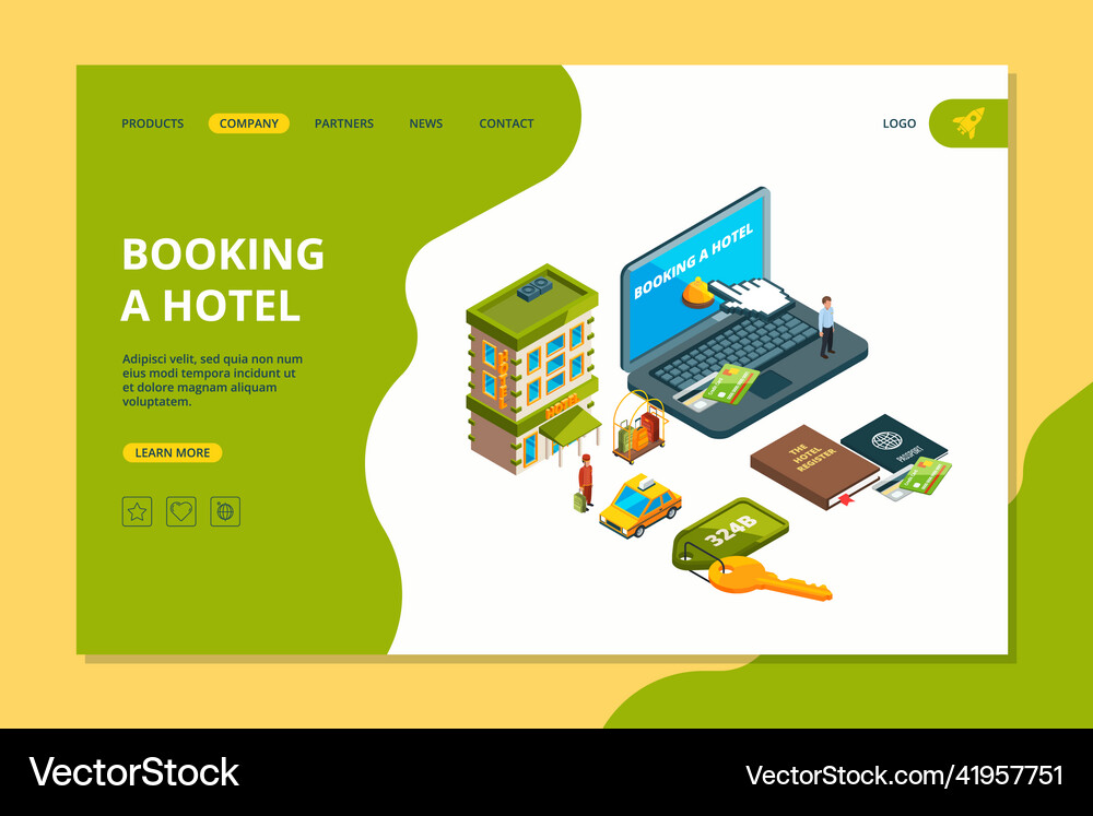 Booking hotel order online search reservation Vector Image