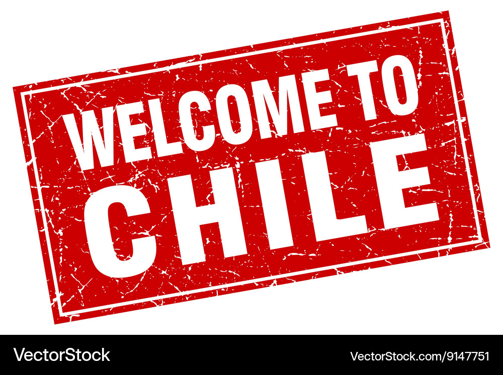 Chile red square grunge welcome to stamp Vector Image