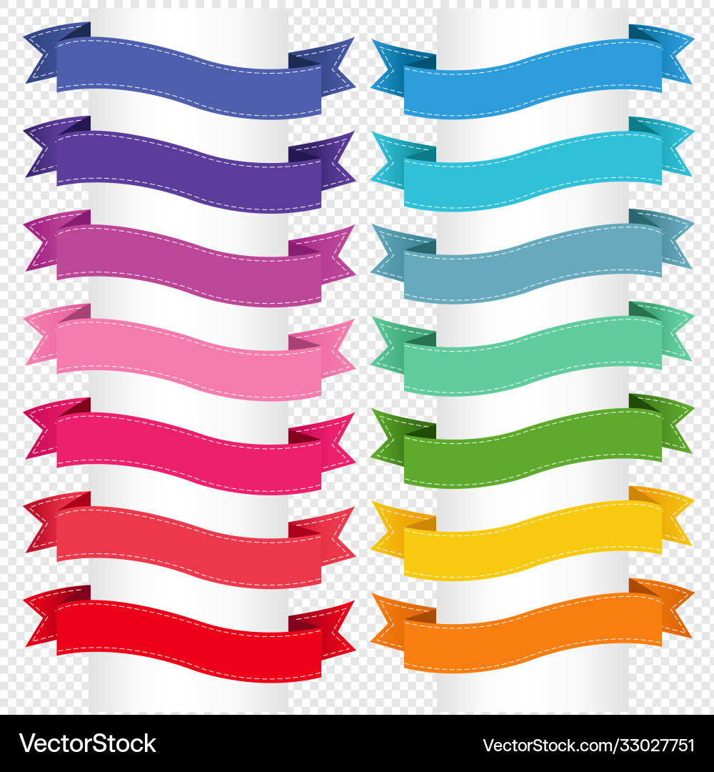 Colorful ribbon big collection isolated Royalty Free Vector