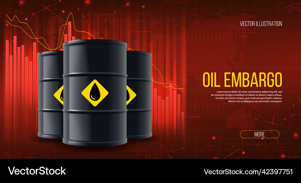 Concept of oil embargo with falling chart Vector Image